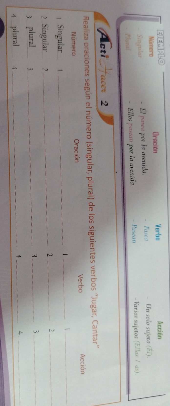 Realiza oraciones según el número (singular, | StudyX