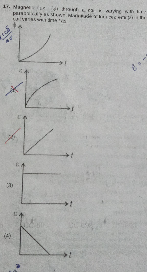 17. Magnetic flux ($ $) through a coil is | StudyX