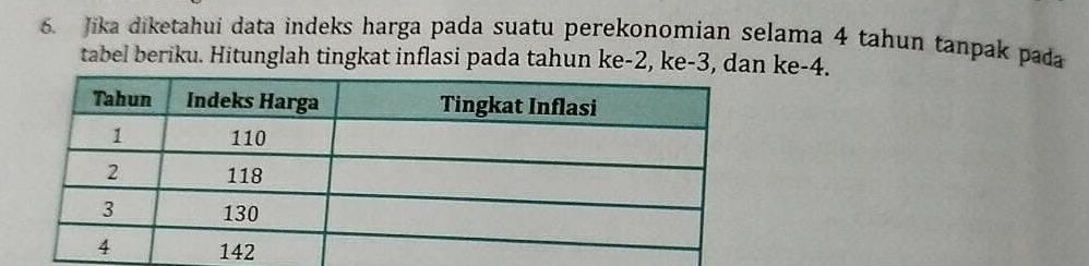 6. Jika diketahui data indeks harga pada | StudyX