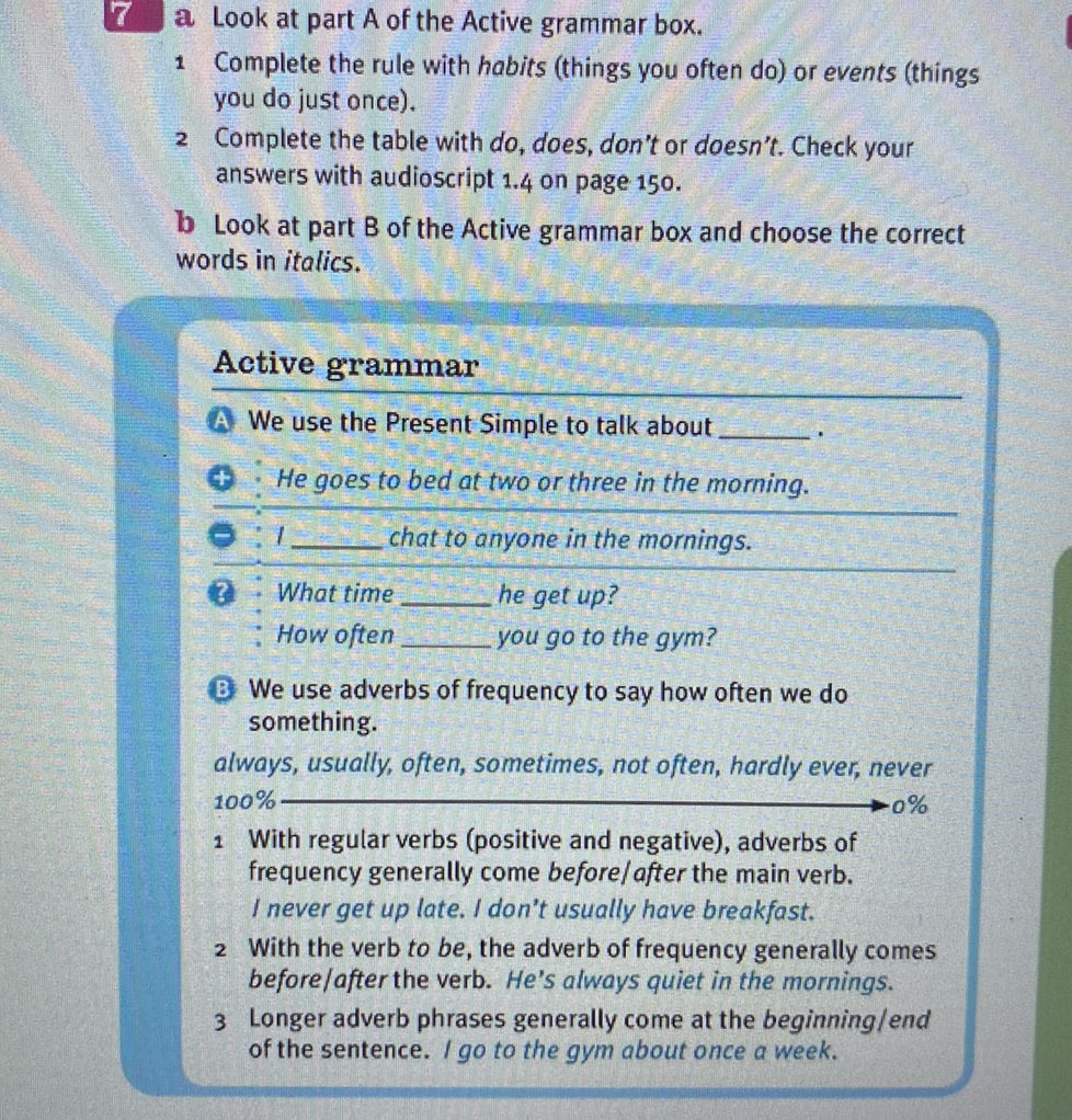 a Look at part A of the Active grammar box. | StudyX
