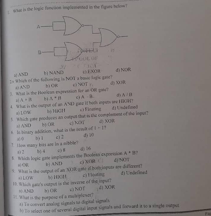 1. What is the logic function implemented in | StudyX