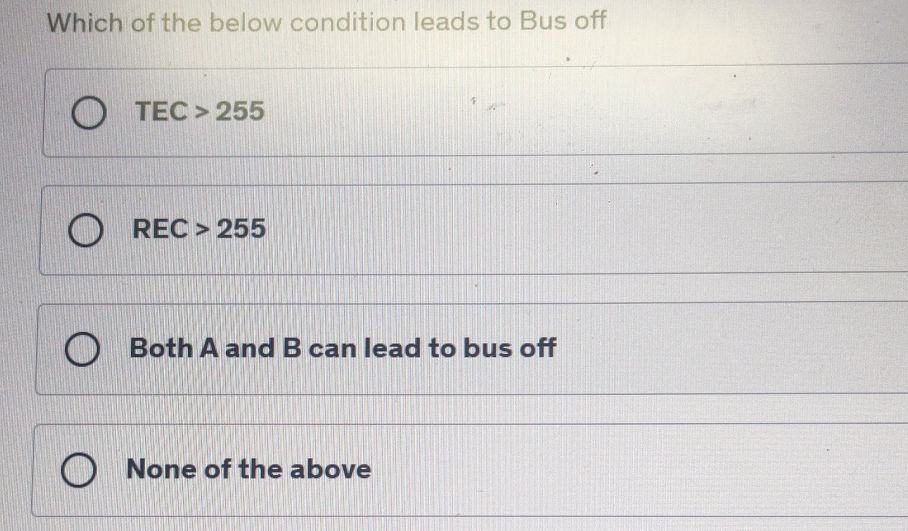 Which of the below condition leads to Bus | StudyX