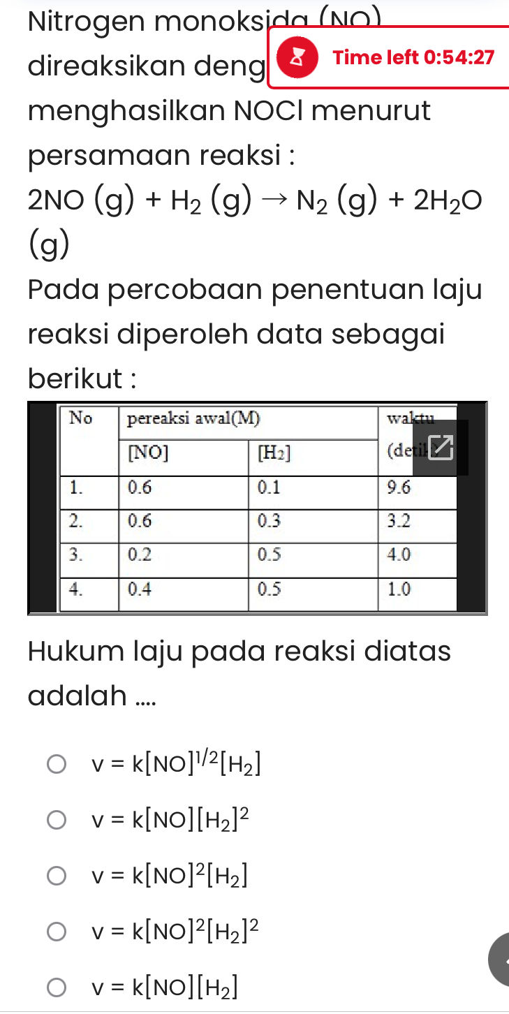 Nitrogen monoksida (NO) direaksikan dengan | StudyX