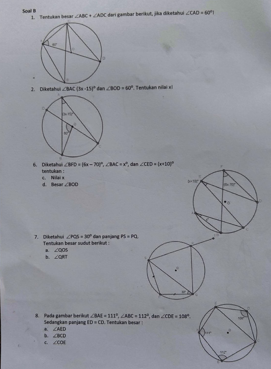1. Tentukan besar $ ABC + ADC$ dari | StudyX