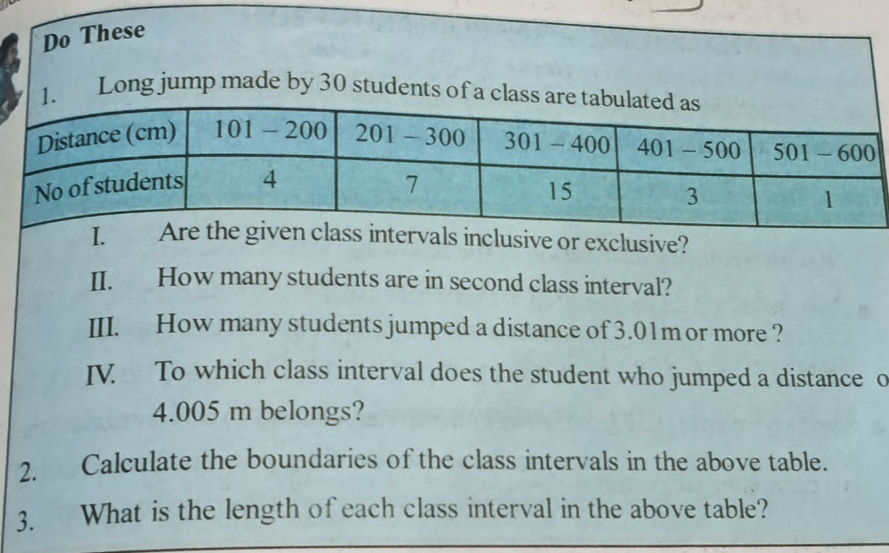 1. Long jump made by 30 students of a class | StudyX