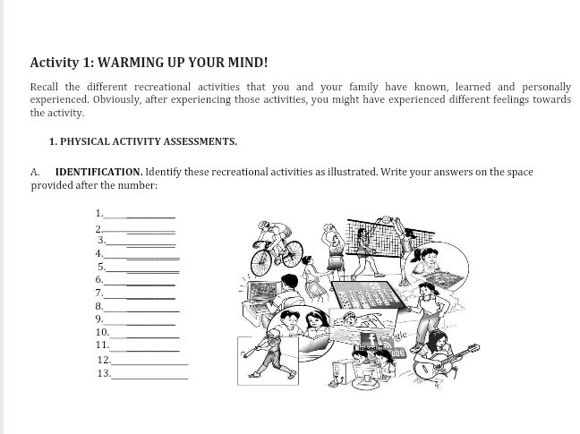 Activity 1: WARMING UP YOUR MIND! Recall | StudyX