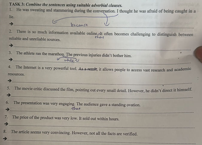 TASK 3: Combine the sentences using suitable | StudyX