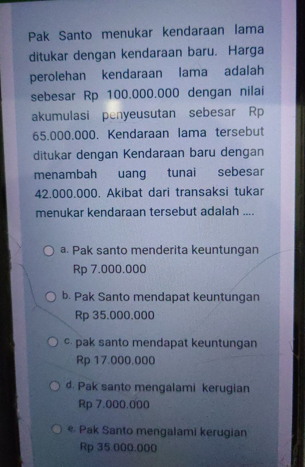 Pak Santo menukar kendaraan lama ditukar | StudyX