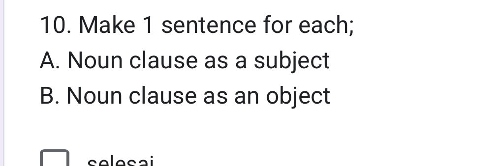 10. Make 1 sentence for each; A. Noun | StudyX
