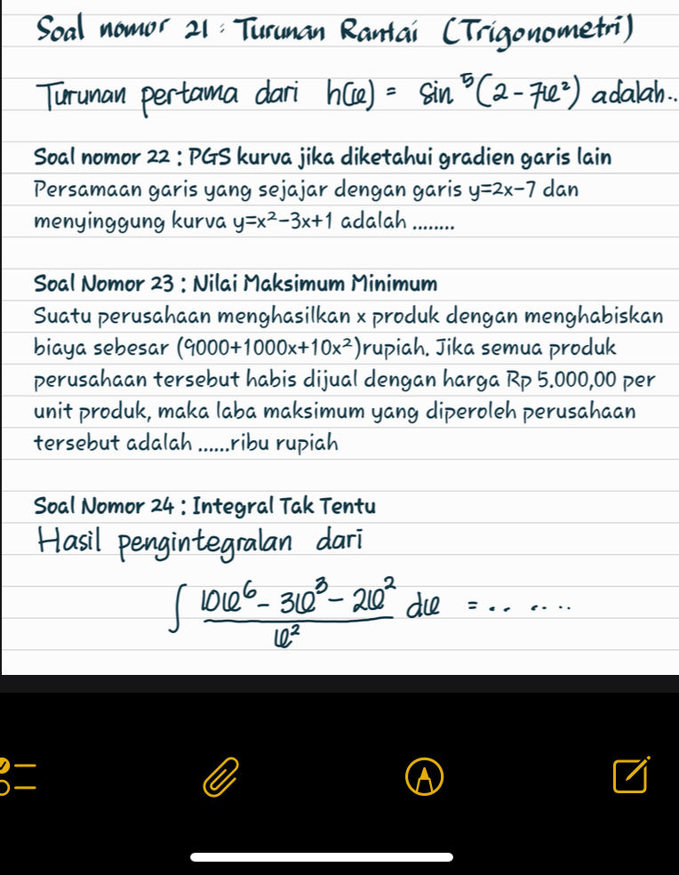 Soal nomor 21: Turunan Rantai (Trigonometri) | StudyX