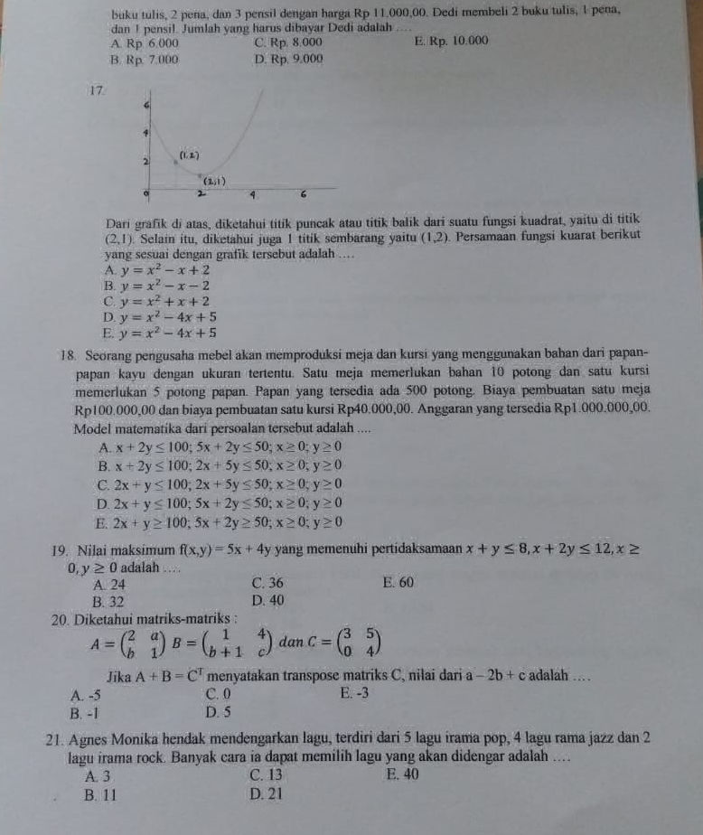 17. Dari grafik di atas, diketahui titik | StudyX
