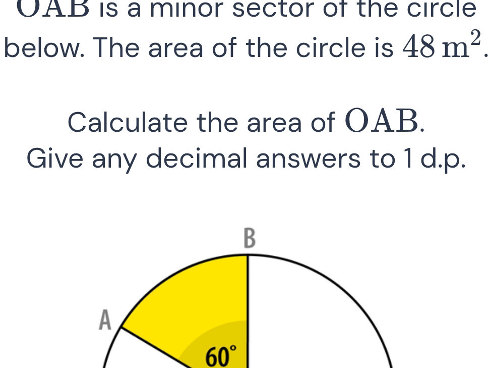 OAB is a minor sector of the circle below.