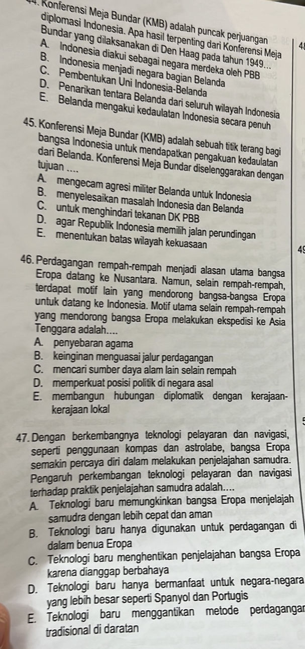 44. Konferensi Meja Bundar (KMB) adalah | StudyX