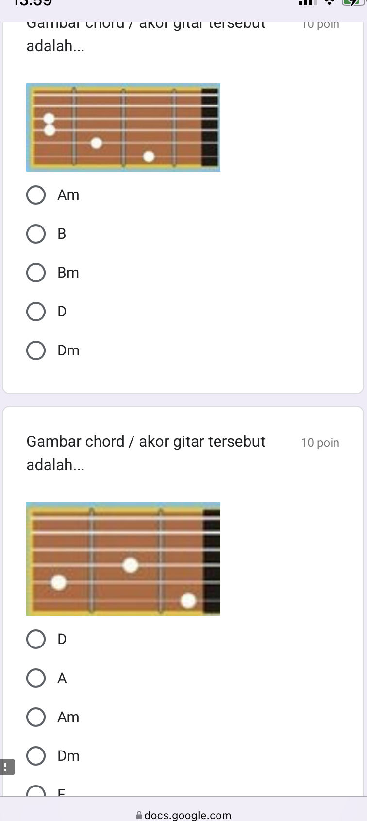 Gambar chord / akor gitar tersebut adalah... | StudyX