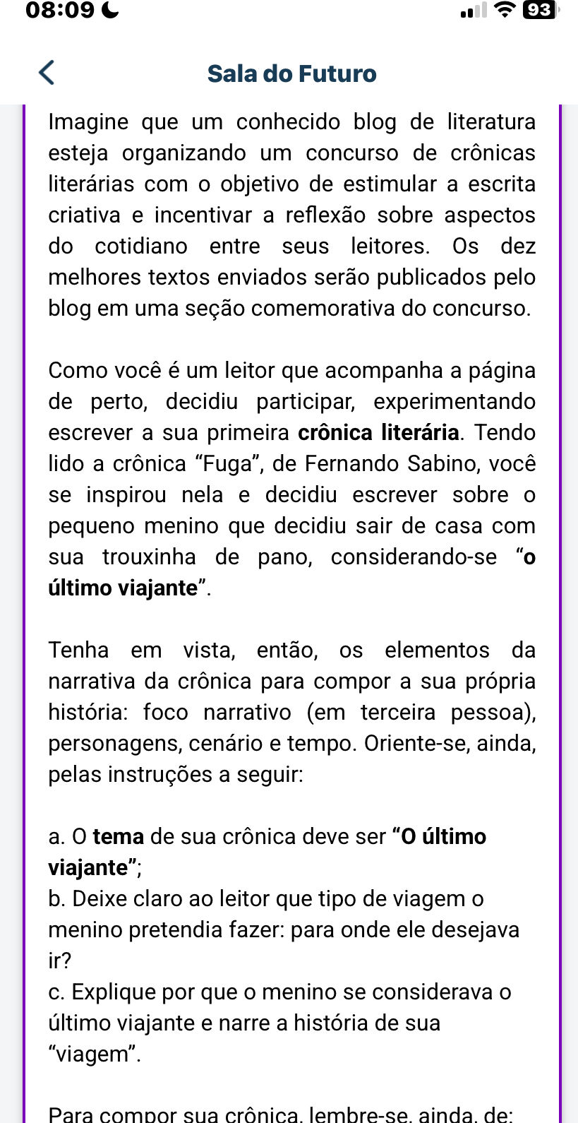 Imagine que um conhecido blog de literatura | StudyX