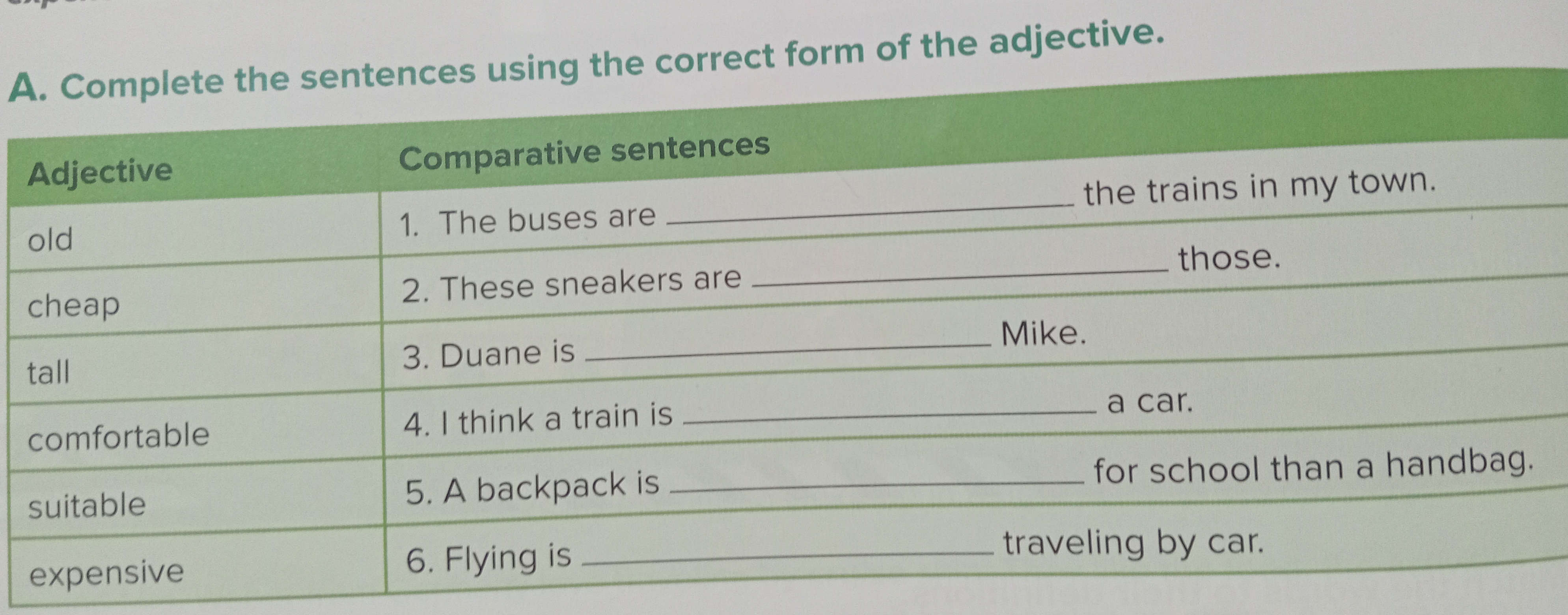 A. Complete the sentences using the correct | StudyX