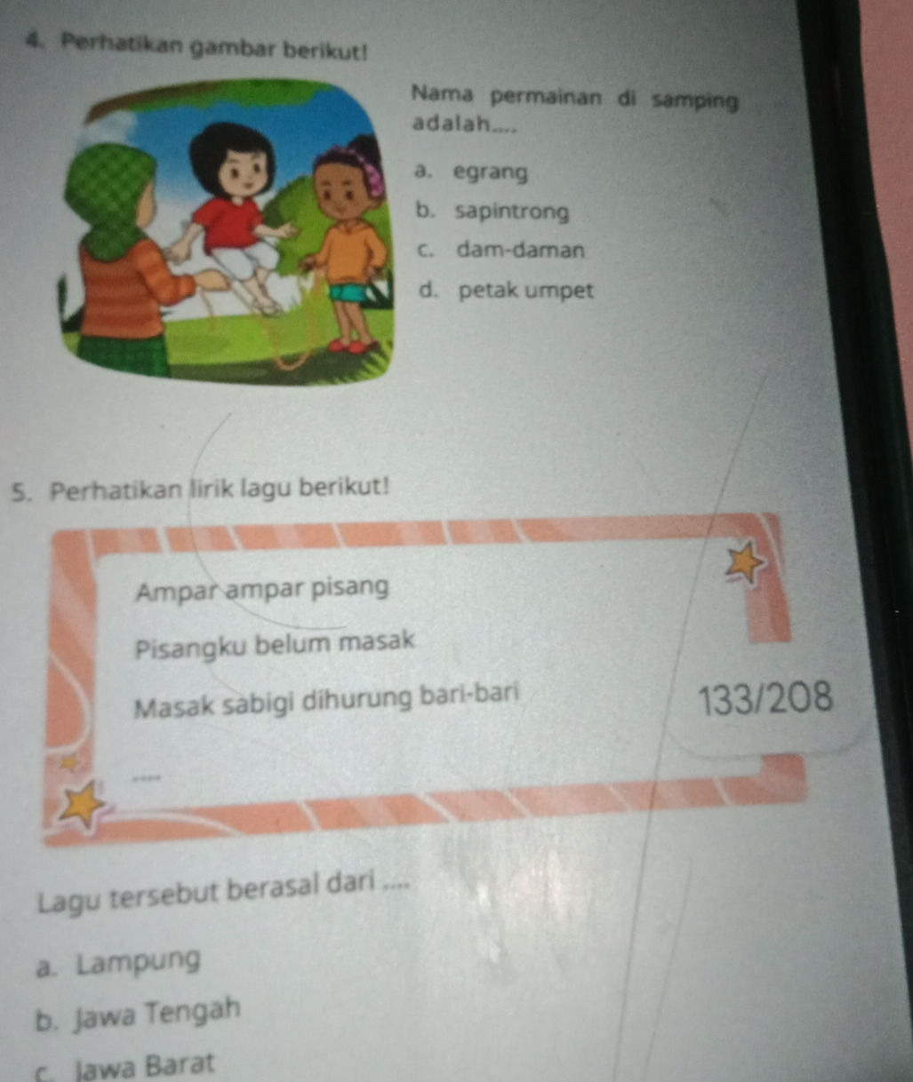 4. Perhatikan gambar berikut! Nama permainan | StudyX