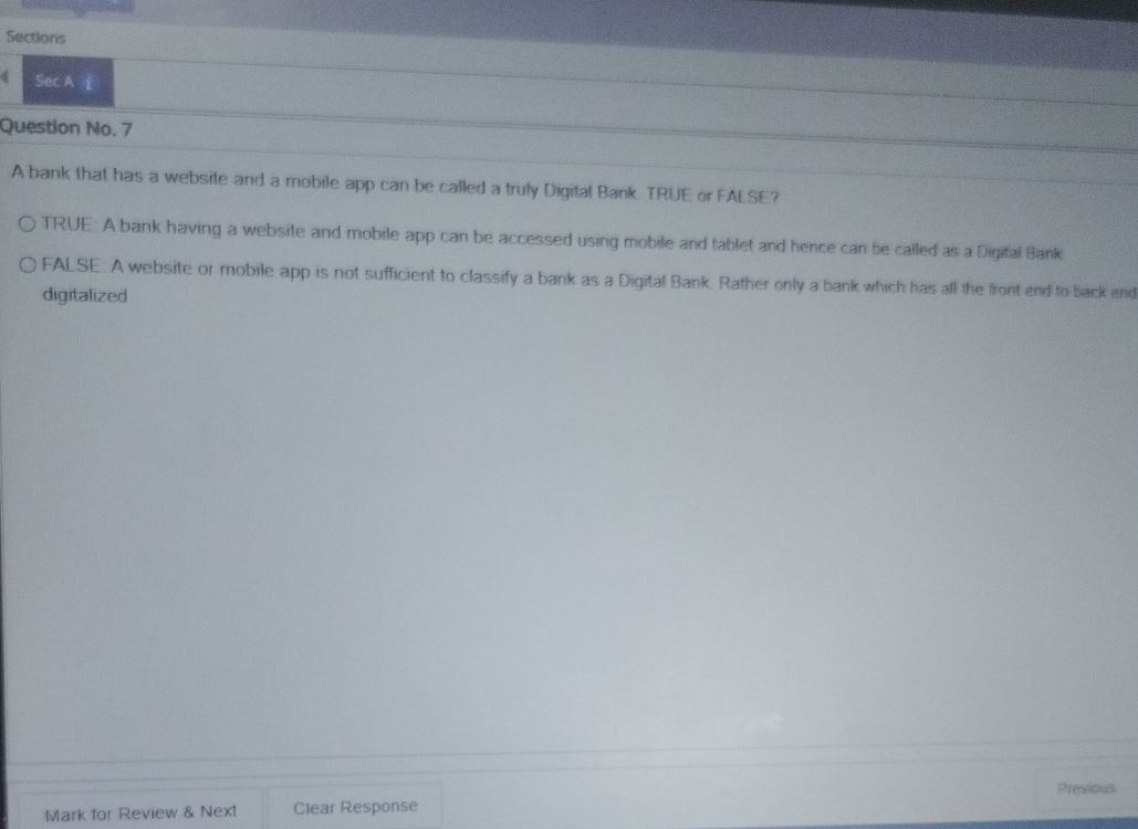 Question No. 7 A bank that has a website | StudyX