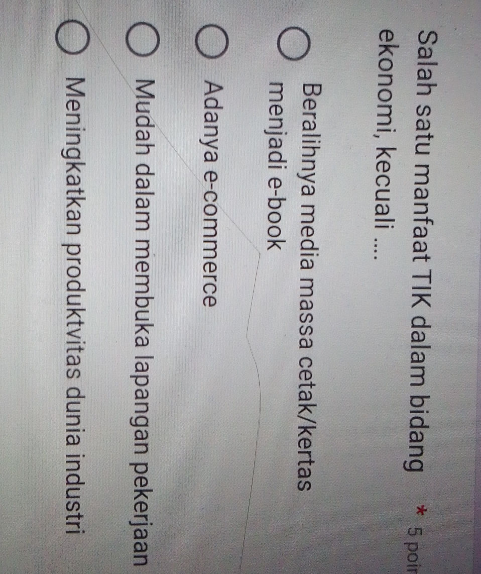 Salah satu manfaat TIK dalam bidang ekonomi, | StudyX