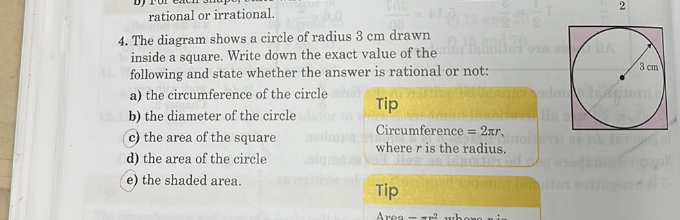 4. The diagram shows a circle of radius 3 cm | StudyX