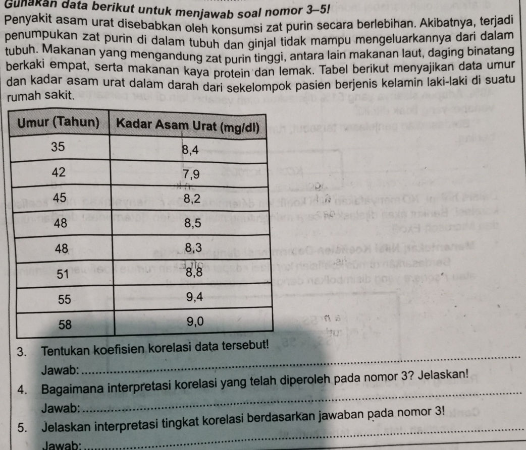 Gunakan data berikut untuk menjawab soal | StudyX