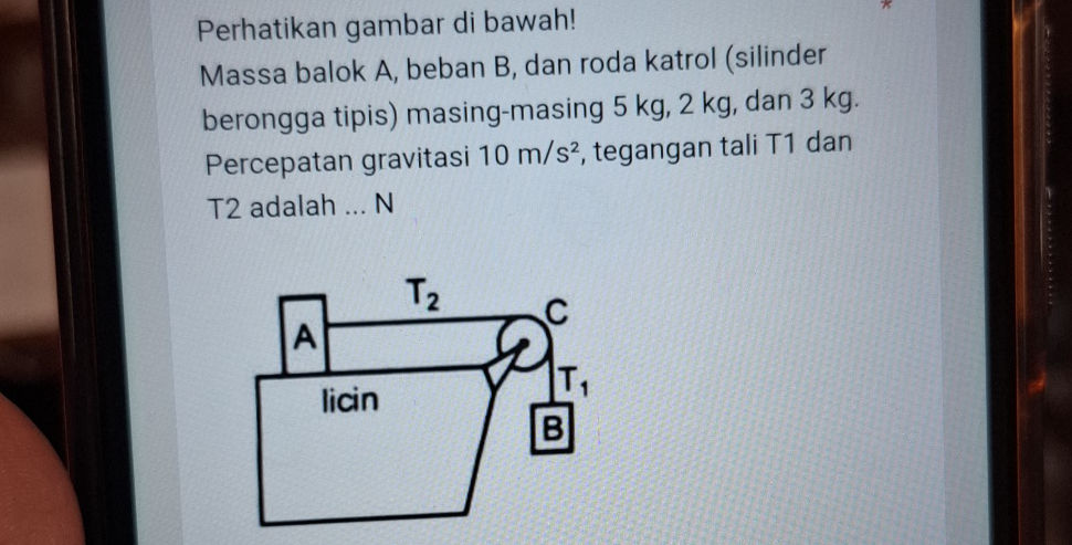 Perhatikan gambar di bawah! Massa balok A, | StudyX