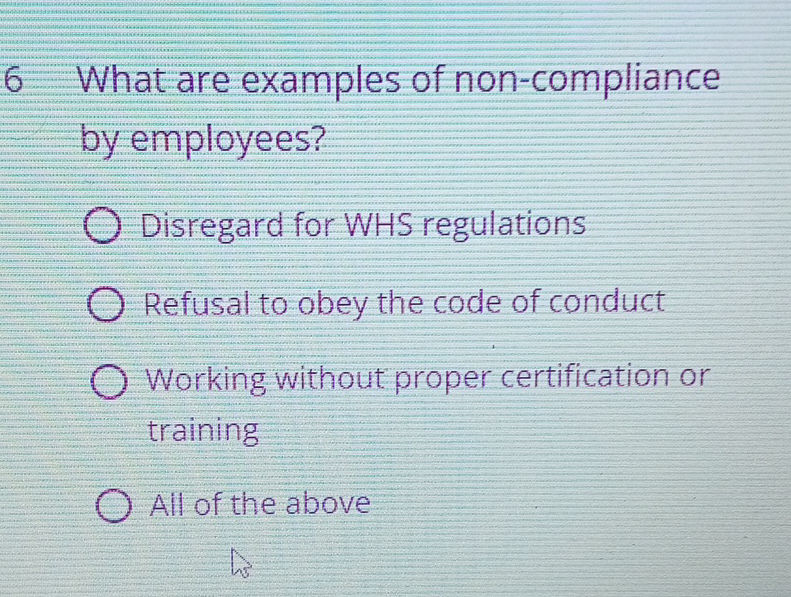 6 What are examples of non-compliance by | StudyX