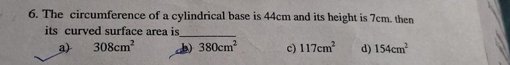 6. The circumference of a cylindrical base | StudyX