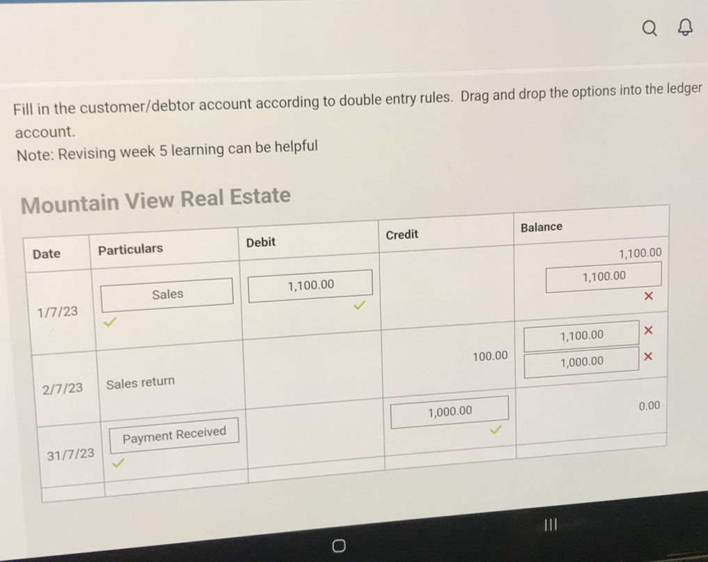 Fill in the customer/debtor account | StudyX