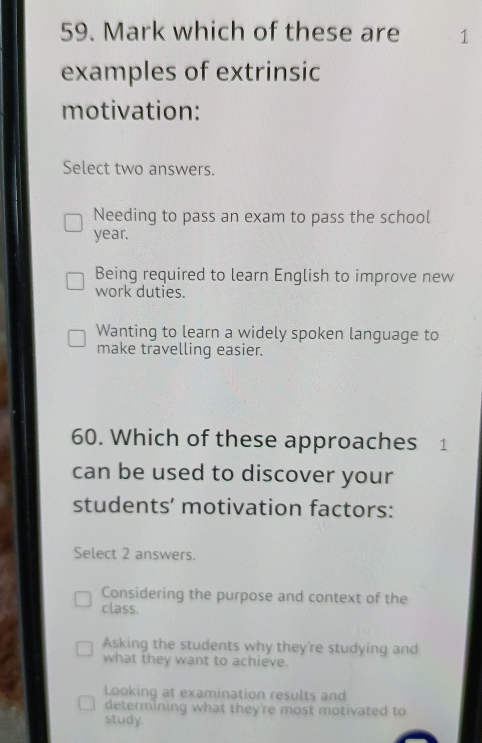 59. Mark which of these are examples of | StudyX