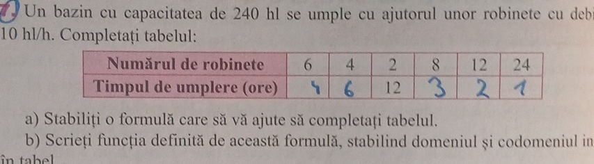 Un bazin cu capacitatea de 240 hl se umple | StudyX