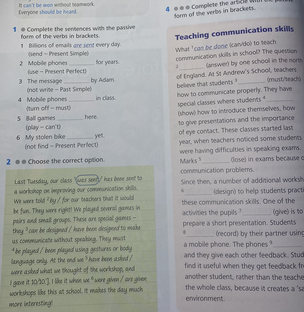 1 Complete the sentences with the passive | StudyX