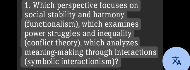 Which perspective focuses on social | StudyX