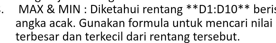 MAX MIN : Diketahui rentang **D1:D10** | StudyX