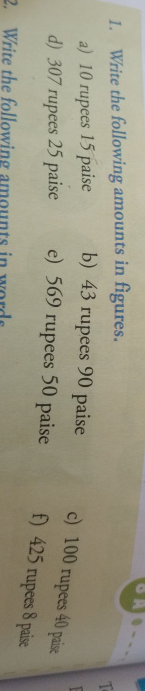 1. Write the following amounts in figures. | StudyX