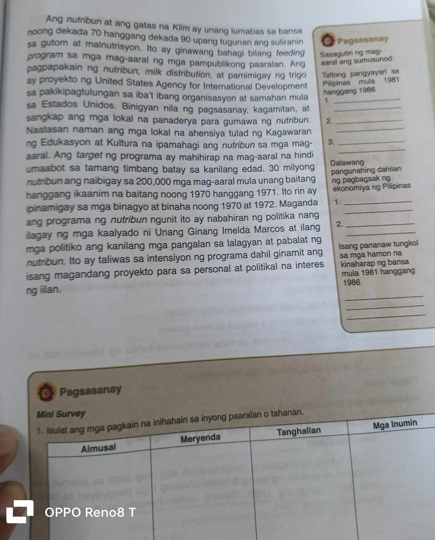 Pagsasanay Sasagutin ng mag-aaral ang | StudyX