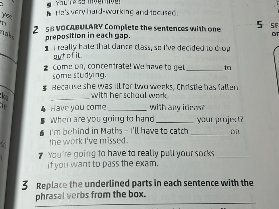 2 5B VOCABULARY Complete the sentences with | StudyX