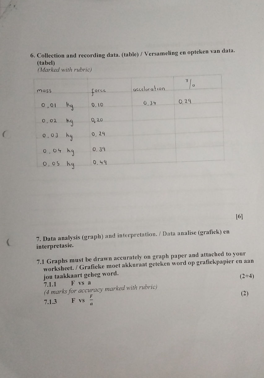 6. Collection and recording data. (table) / | StudyX