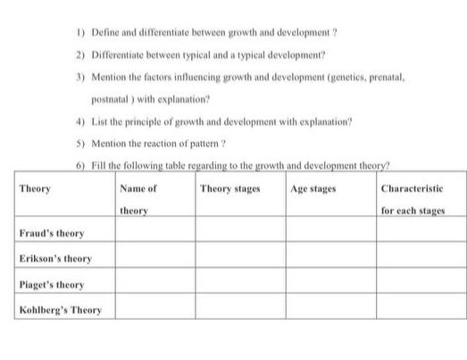 1) Define and differentiate between growth | StudyX