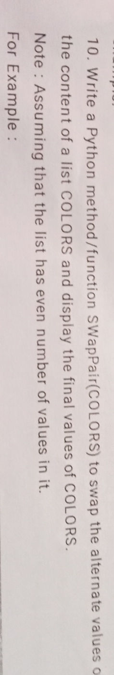 10. Write a Python method/function | StudyX