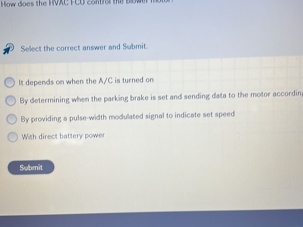 How does the HVAC FCU control the blower | StudyX
