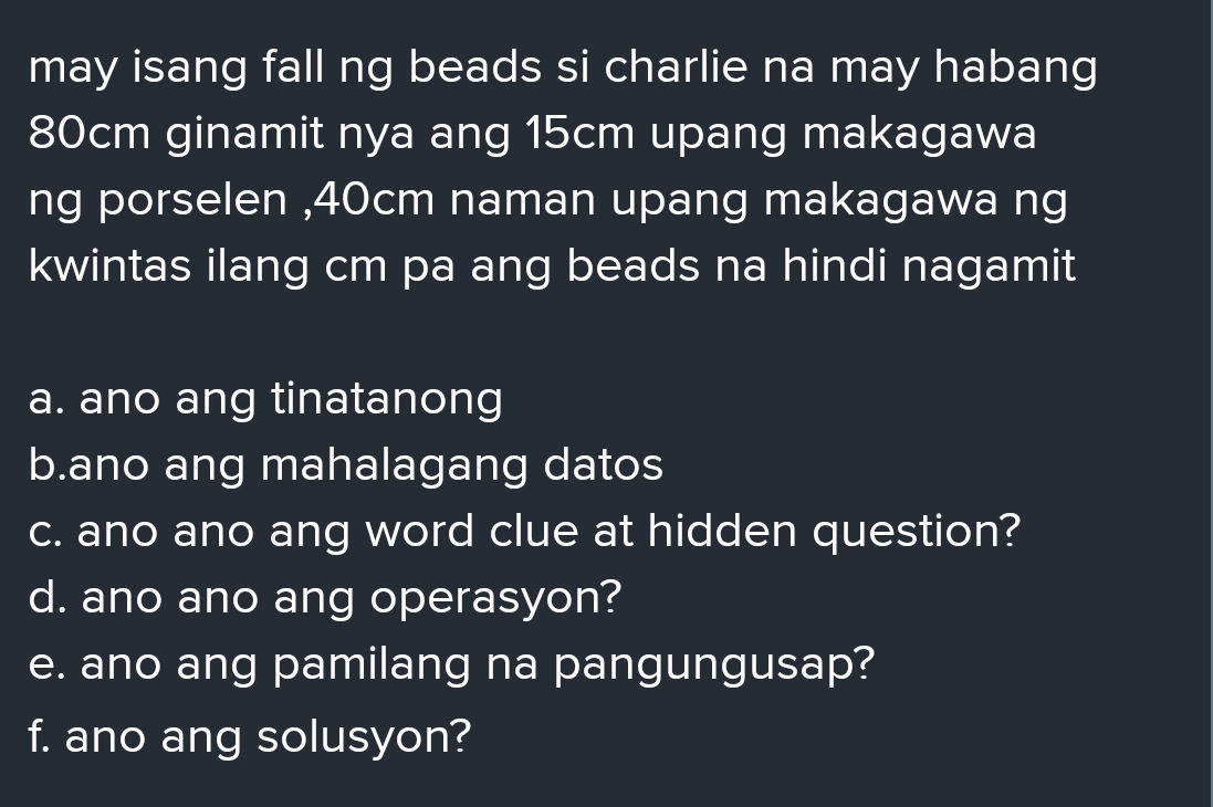 may isang fall ng beads si charlie na may | StudyX