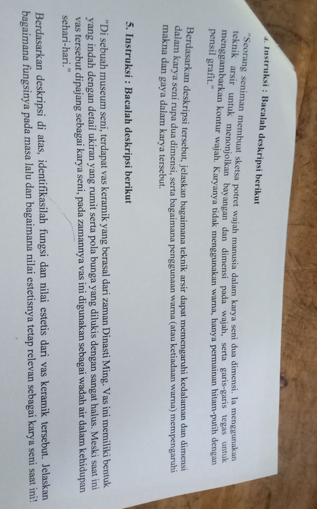 4. Instruksi: Bacalah deskripsi berikut | StudyX