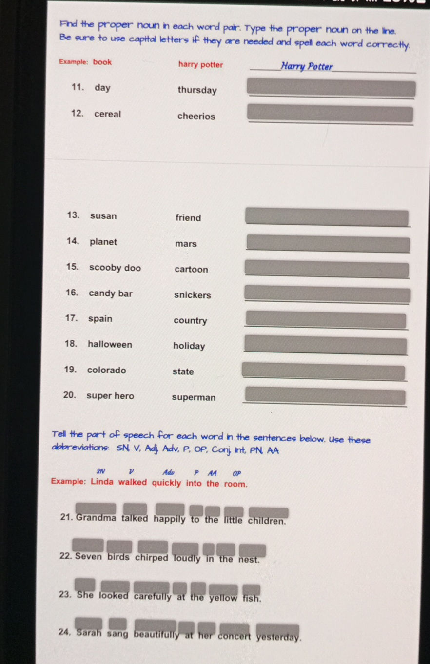 Find the proper noun in each word pair. Type | StudyX