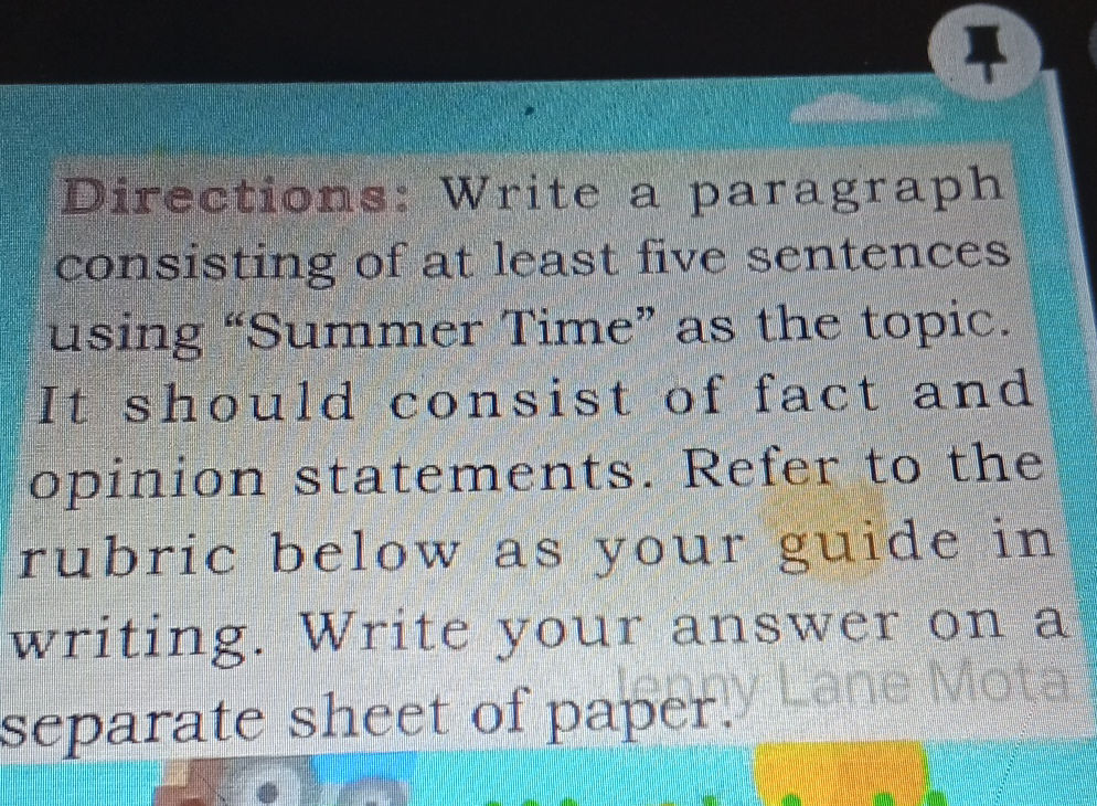 Directions: Write a paragraph consisting of | StudyX
