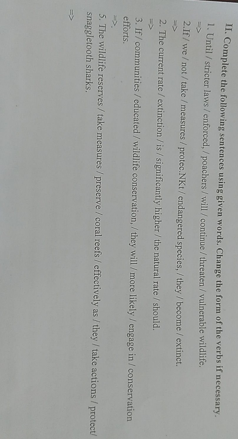 II. Complete the following sentences using | StudyX