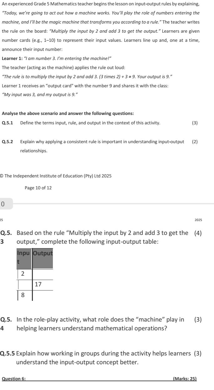 An experienced Grade 5 Mathematics teacher | StudyX