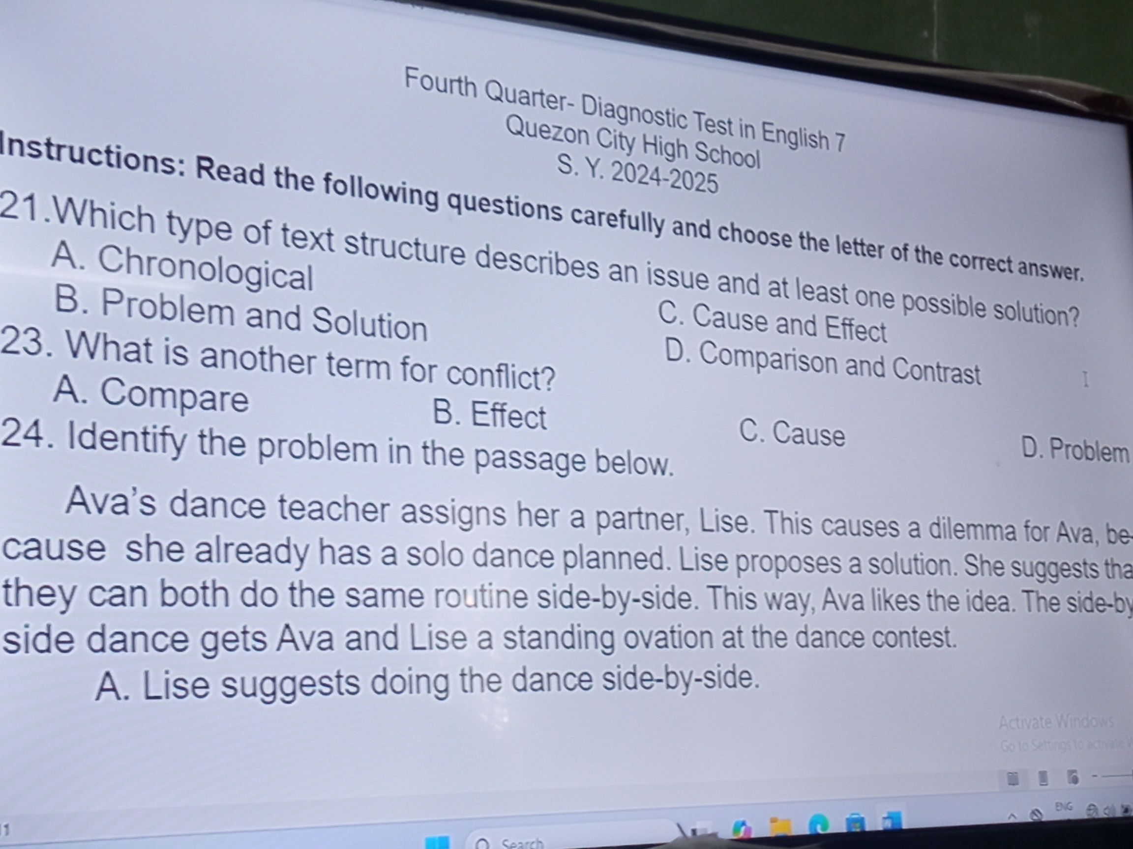 21. Which type of text structure describes | StudyX