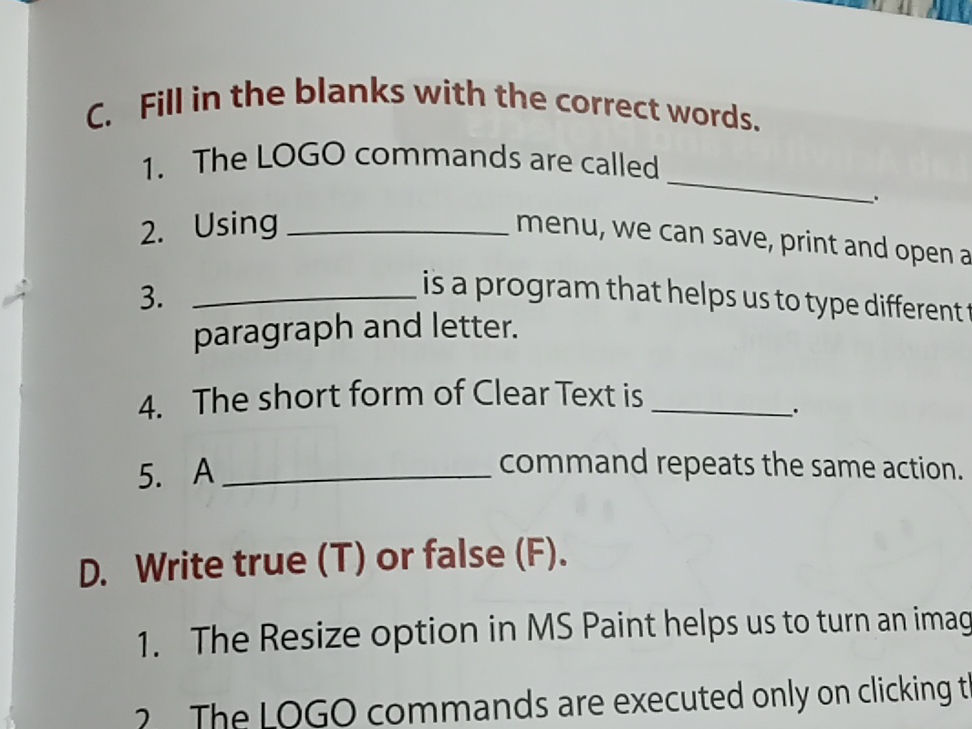 C. Fill in the blanks with the correct | StudyX