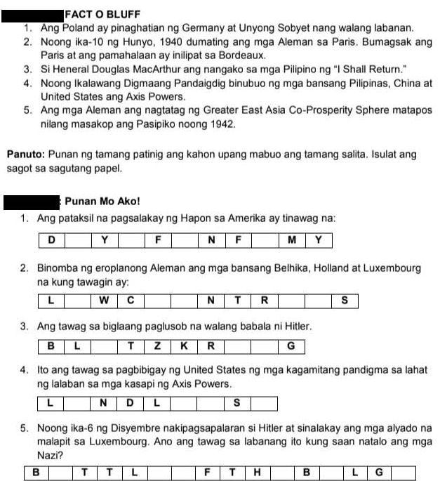 Panuto: Punan ng tamang patinig ang kahon | StudyX